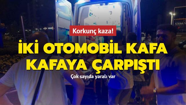 Korkunç kaza! İki otomobil kafa kafaya çarpıştı: Çok sayıda yaralı var